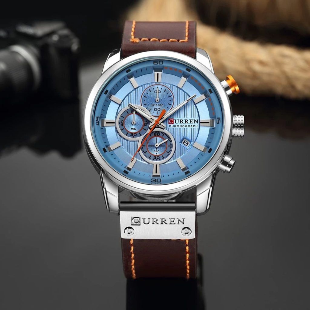 Montre Curren Deluxe Cuir - Marron / Bleu - TECH ACCESS DAKAR